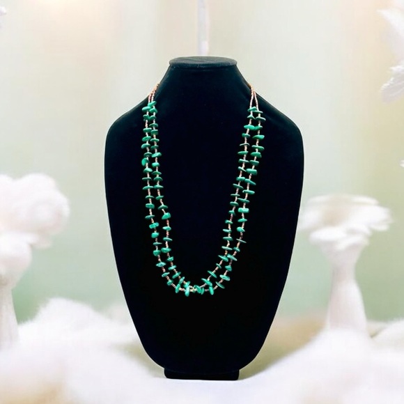 Jewelry | Native American Malachite Chip And Brown Heishi Bead Double ...